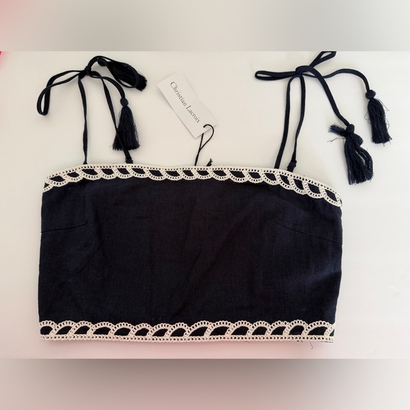 Christian Lacroix | Tops | Christian Lacroix Navy And White Tassle Tie ...